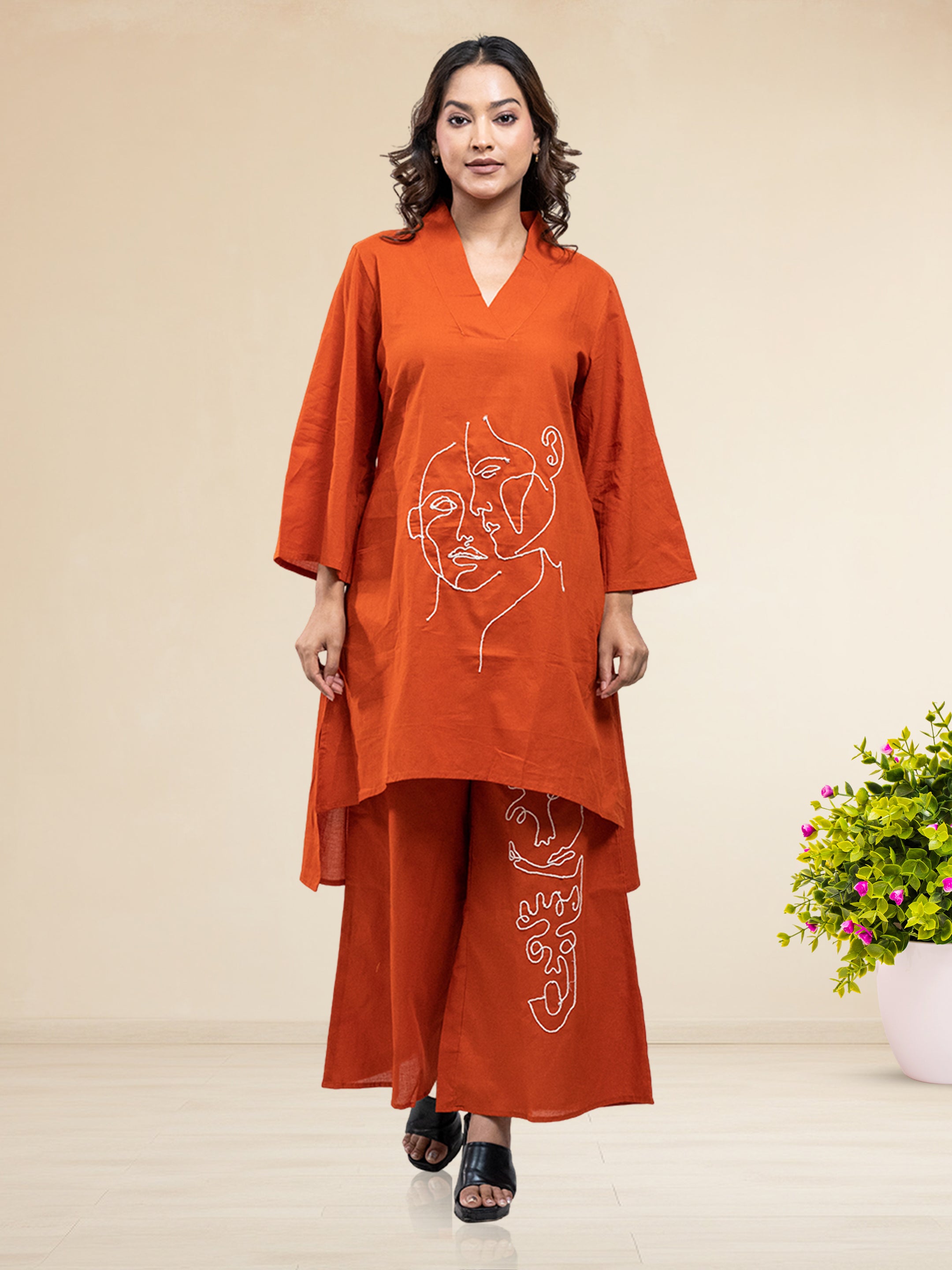 Rust Face Embroidered Coords – Ruak Edit